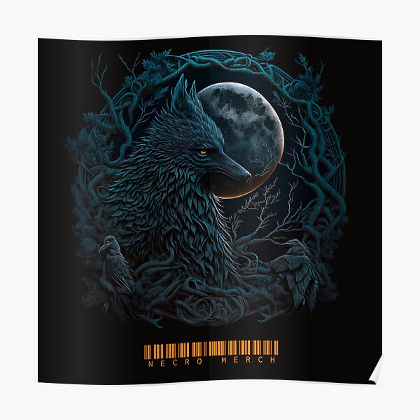 "Raven Wolf - Necro Merch " Poster for Sale by NecroMerch | Redbubble