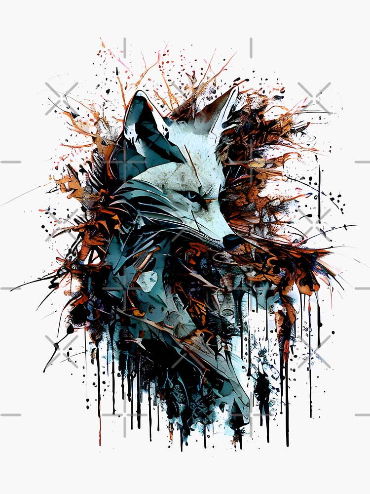 "White Fox Splatter Art" Sticker for Sale by PixaMorph | Redbubble