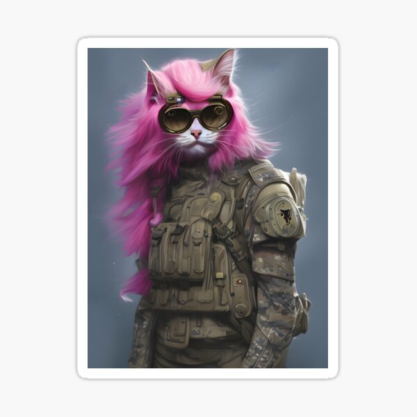 "Soldier Cat - Modern Digital Art" Sticker for Sale by Ai-michiart ...