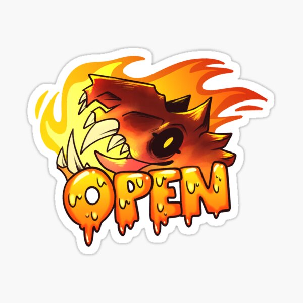 "OPEN" Sticker for Sale by OpenDinos | Redbubble