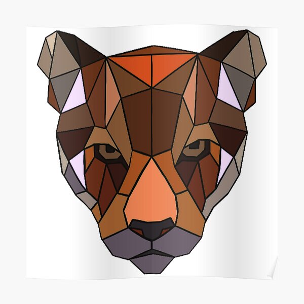 Póster «Arte animal poligonal, jaguar/pantera/leopardo poligonal en ...