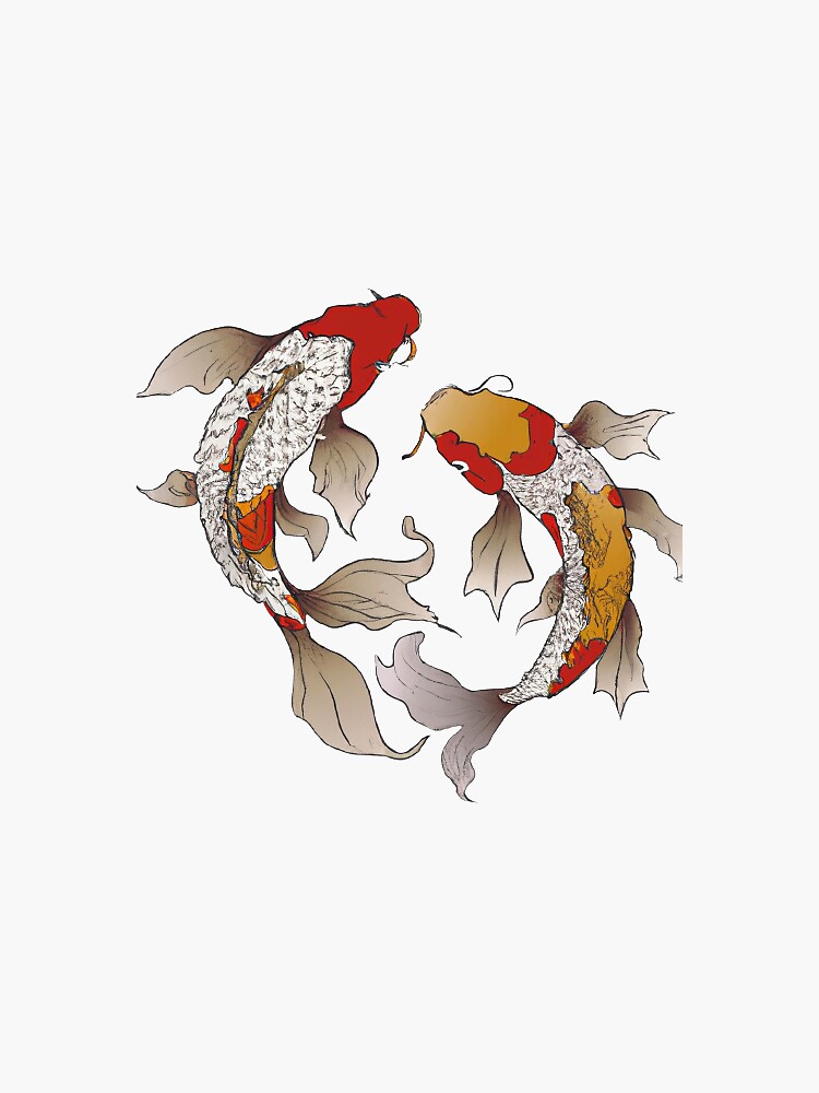 "Koi fish swirl Japanese art" Sticker for Sale by TsunamiBlue | Redbubble