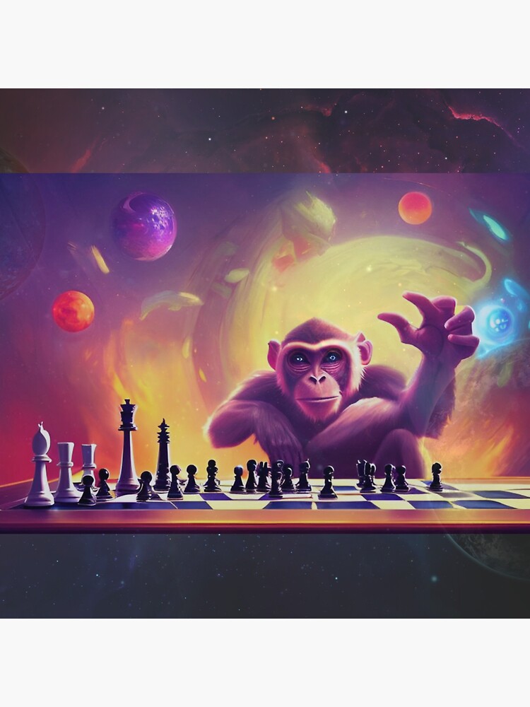 "monkey playing chess art by zidika" Sticker for Sale by ZIDIKA | Redbubble