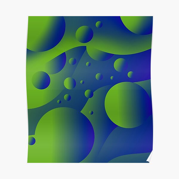 "Floating bubbles modern pattern blue green " Poster for Sale by ...