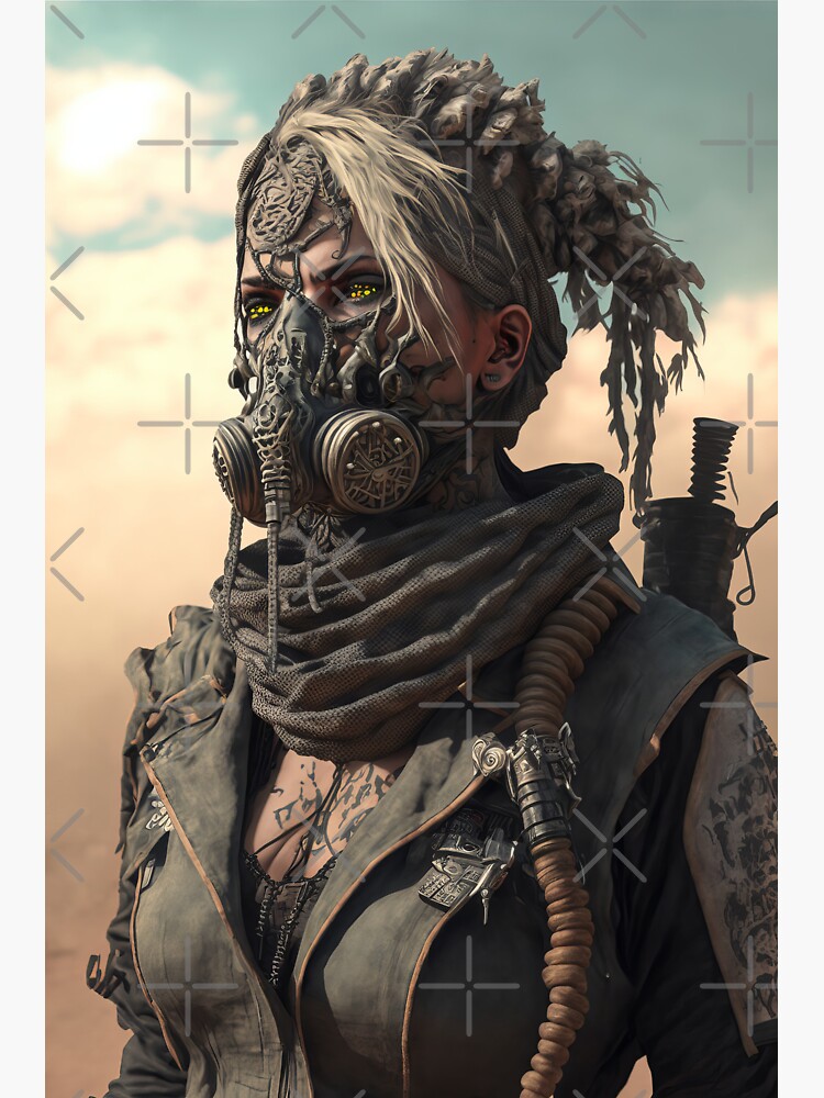 "Diesel Punk Masked Woman in Desert" Sticker for Sale by kaileena-ai ...
