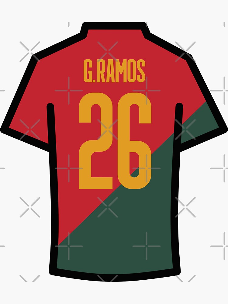 "Ramos #26 POR Red Green 22 Football Jersey" Sticker for Sale by ...