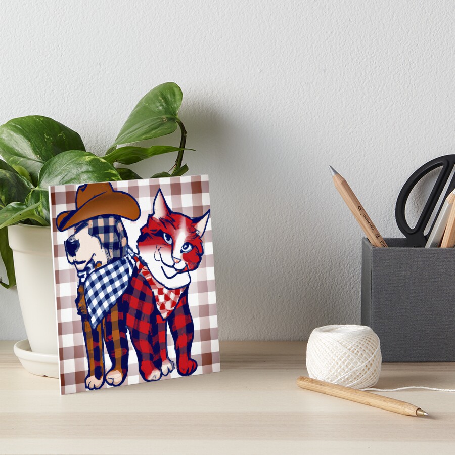 "Gingham Dog and Calico Cat in Western Cowboy style (AI Generated Art ...