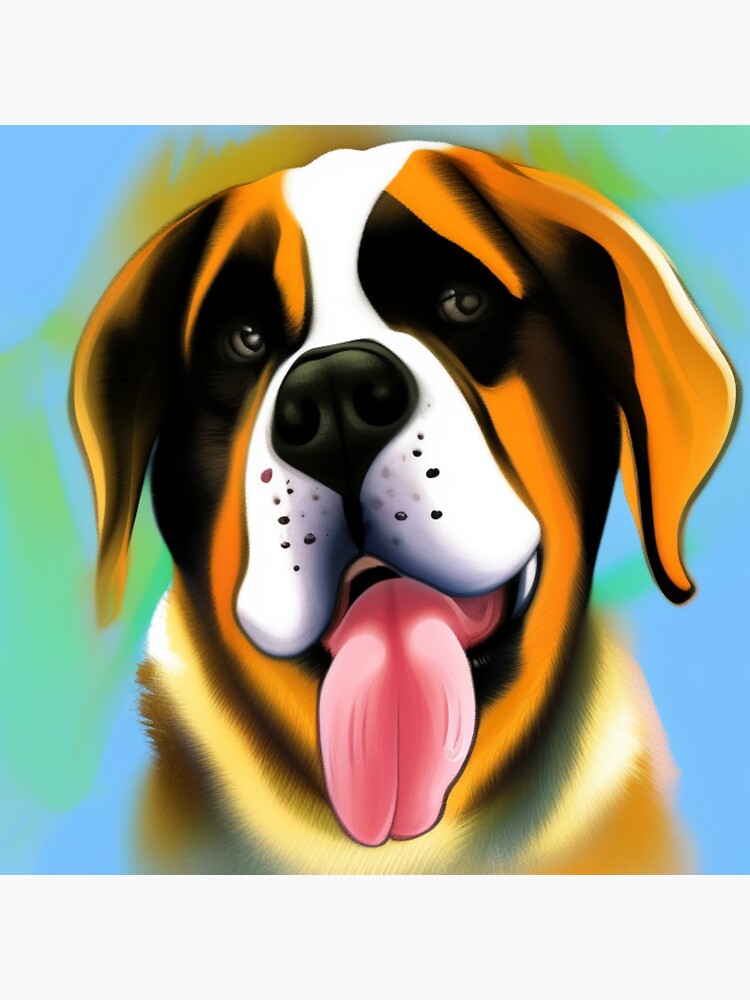 "Smiling Saint Bernard Cartoon Art" Sticker for Sale by KinDesignsDogs ...
