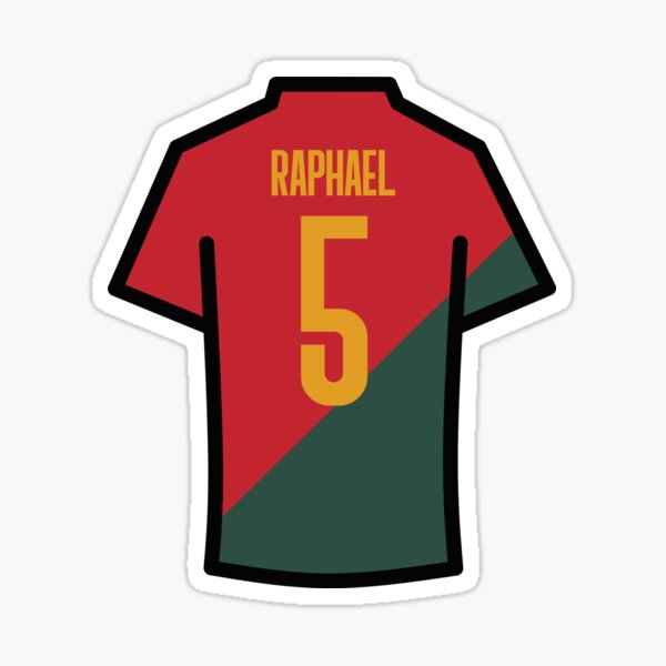 "Raphael #5 POR Red Green 22 Football Jersey" Sticker for Sale by ...