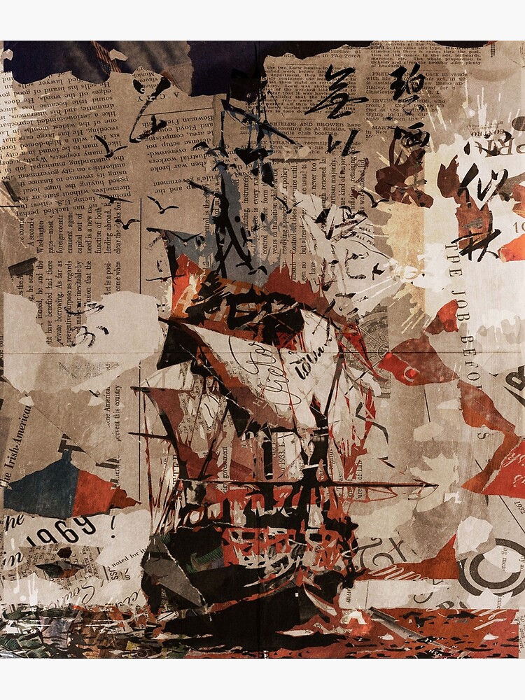"ship with collage art" Poster for Sale by Sal-Sun | Redbubble