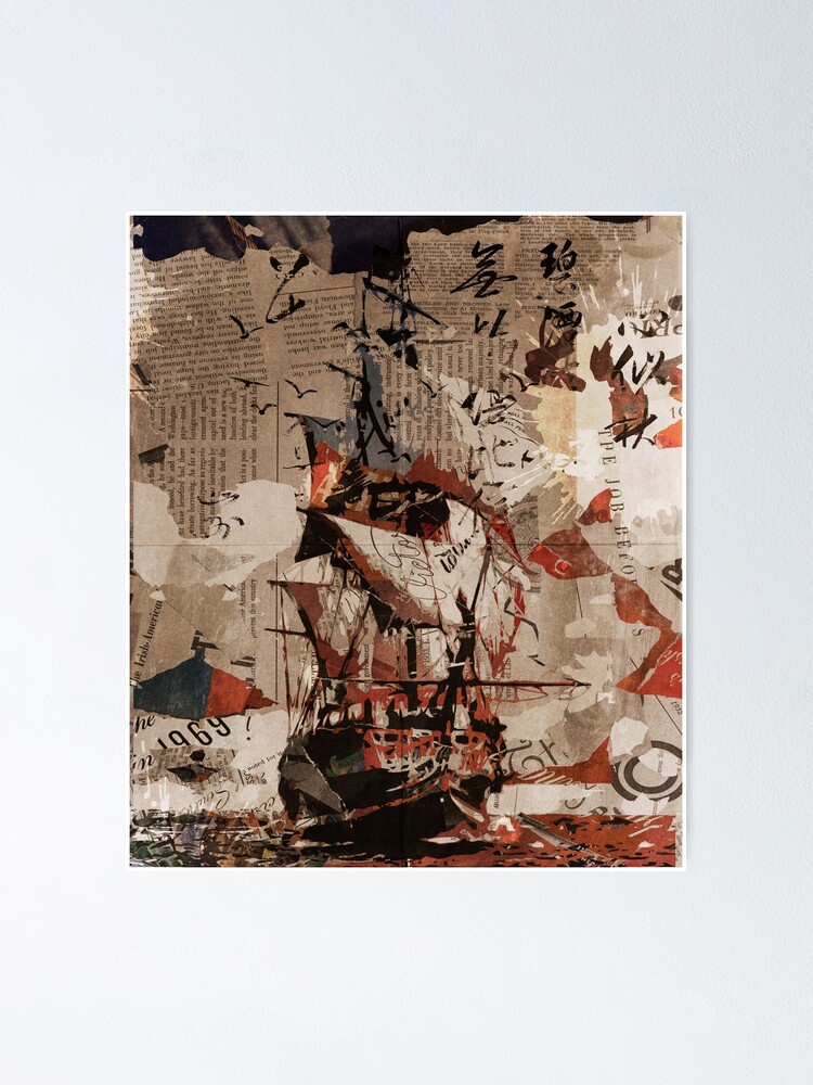 "ship with collage art" Poster for Sale by Sal-Sun | Redbubble