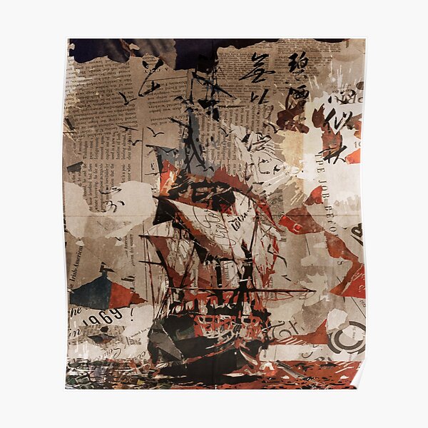 "ship with collage art" Poster for Sale by Sal-Sun | Redbubble