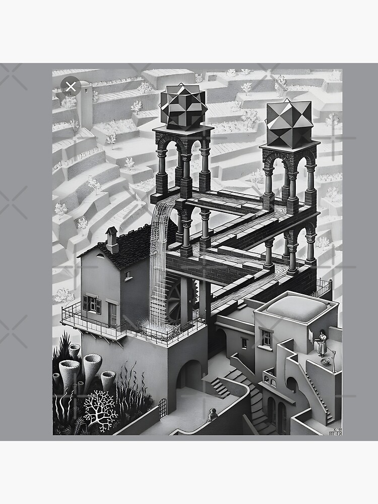 "MC Escher Waterfall Poster" Clock for Sale by medante15 | Redbubble