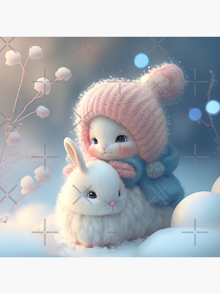 "Cute Rabbits playing in the Snow" Sticker for Sale by Juliascutecornr ...
