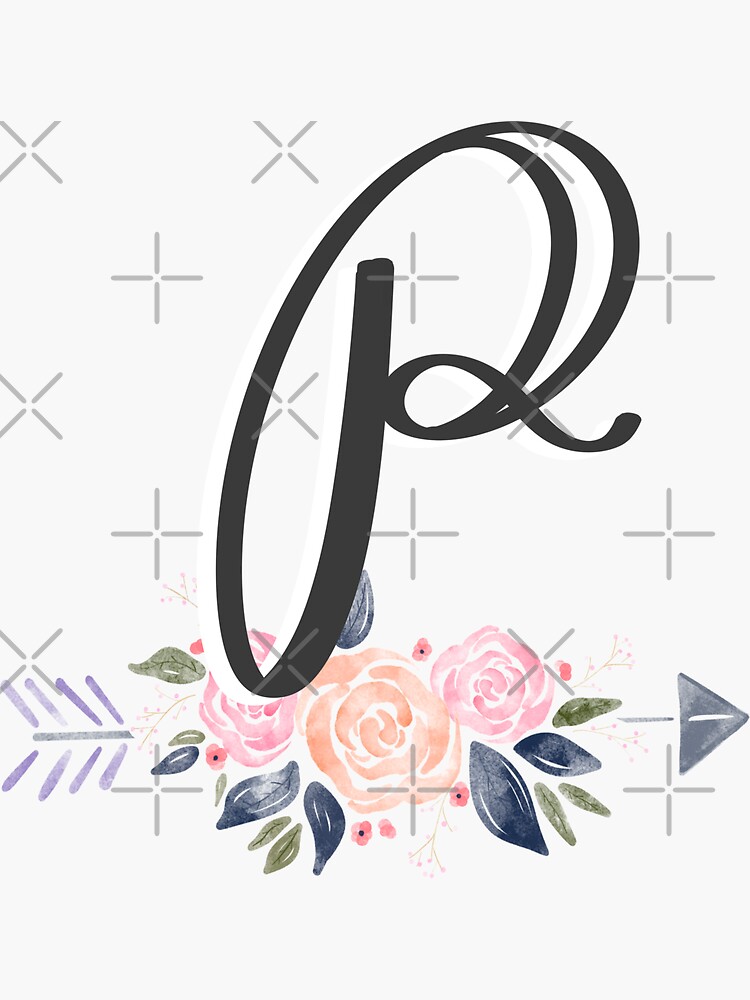 "Letter P Monogram Watercolor Roses" Sticker for Sale by MandyRosko ...