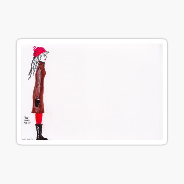 "Winter Fun (or "Girl with the Red Hat")" Sticker for Sale by ...