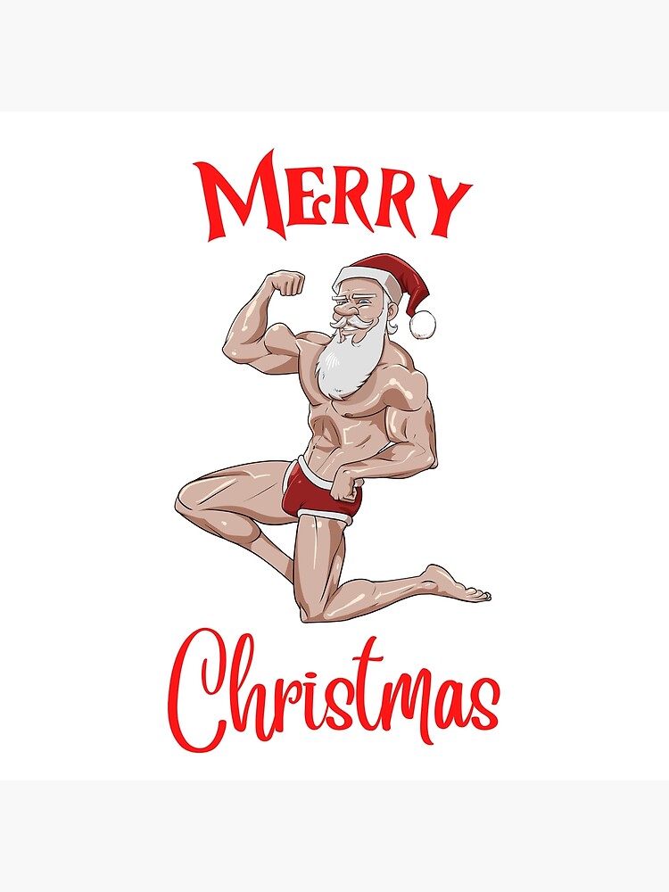 "Bodybuilder Muscular Swole Santa Claus Merry Christmas" Poster for ...
