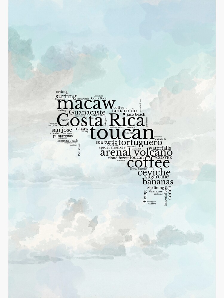 "Costa Rica word map" Sticker for Sale by Bellemolly | Redbubble