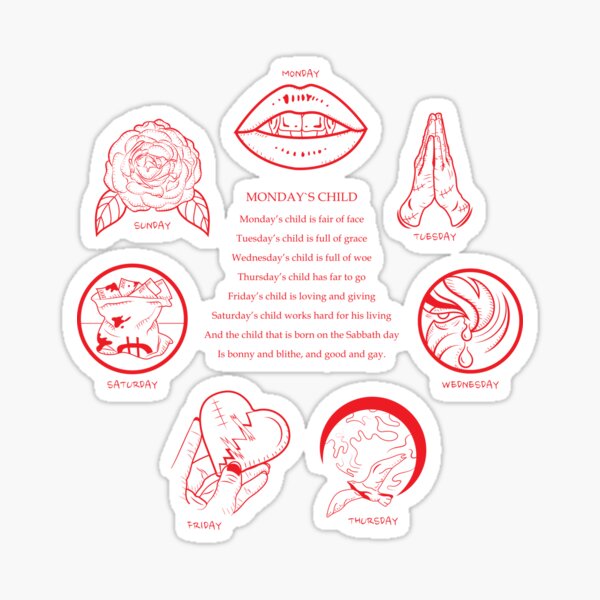 "Wednesday`s Child is Full of Woe Poem Design" Sticker for Sale by ...