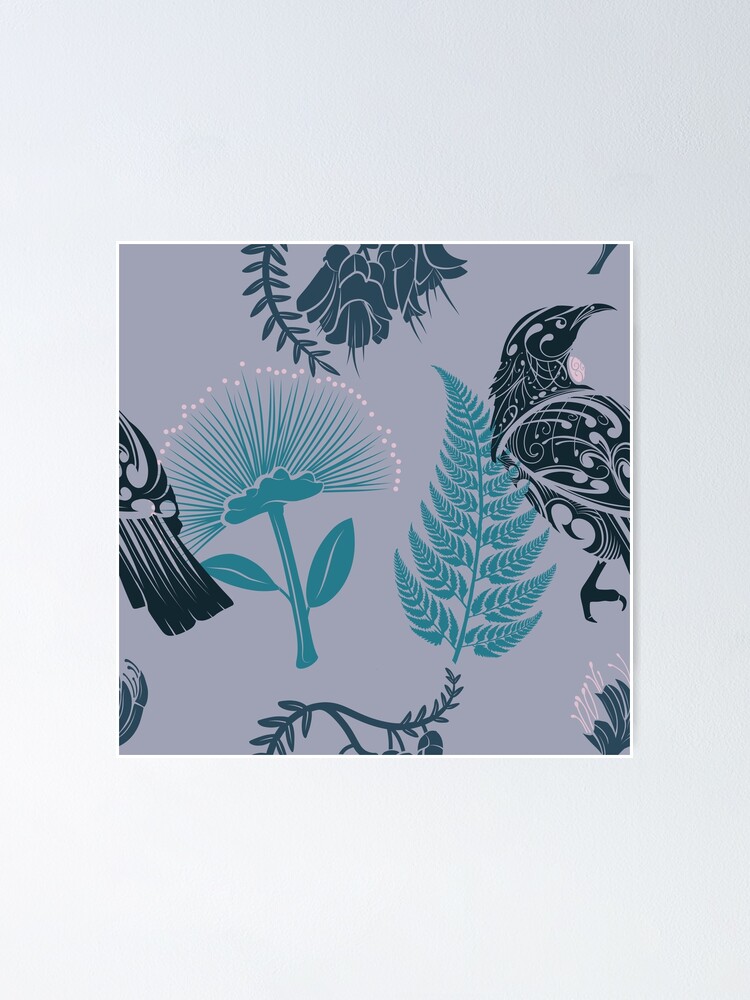 "New Zealand Native Tui Bird on a Grey background." Poster for Sale by ...