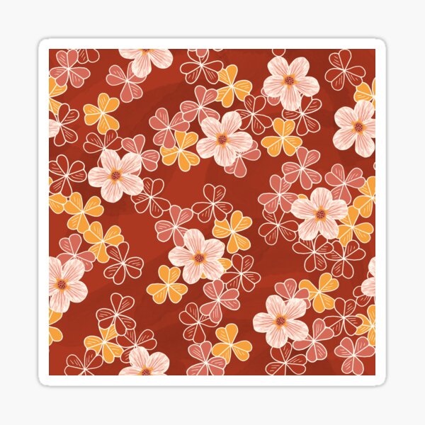 "Clover Leaves and Flowers in Rust Red" Sticker for Sale by sasafulart ...