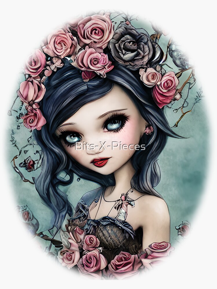 "Blue Eyes of Envy a Dark Rose" Sticker for Sale by Bits-X-Pieces ...
