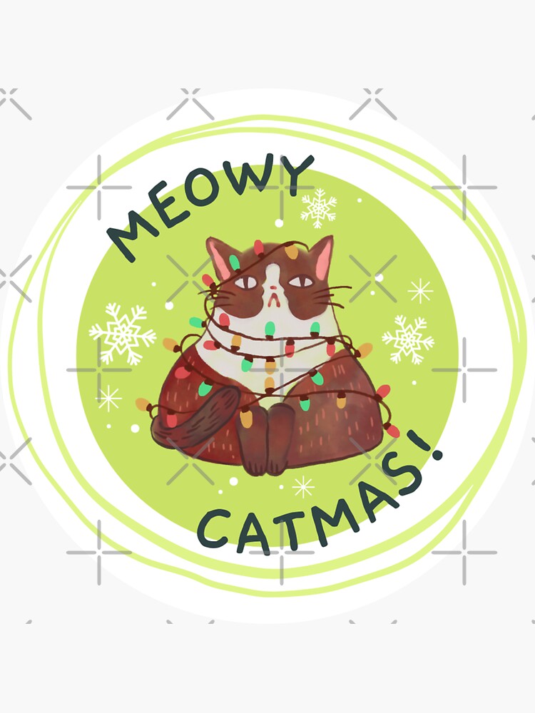 meowy catmas! ♡ " Sticker for Sale by milk-bun | Redbubble
