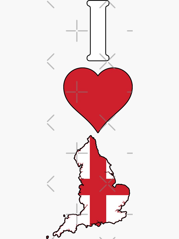 "I Love England Vertical I Heart National Flag Map of England" Sticker ...