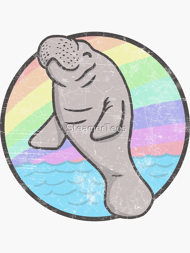 "Rainbow Colour Manatee- Manatee Lover" Sticker for Sale by SteamerTees ...