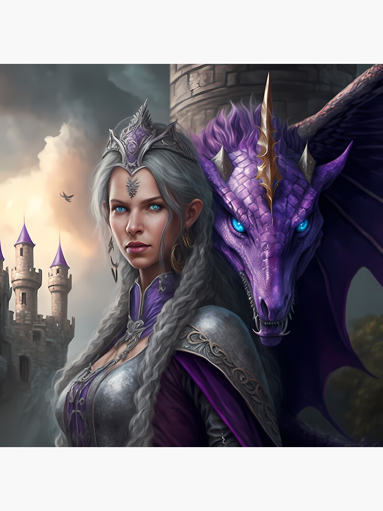 Dragon Queen With Dragon Fantasy Sticker For Sale By Dungeonmedia