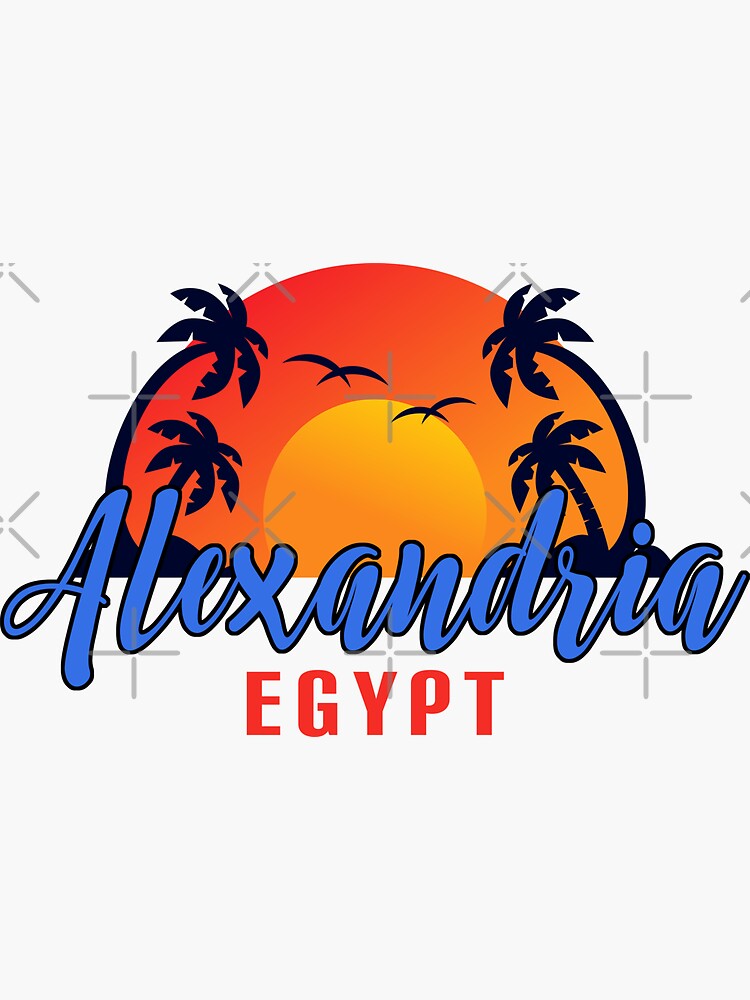 "Alexandria Egypt Sunset, Palm Trees And Flying Birds" Sticker for Sale ...