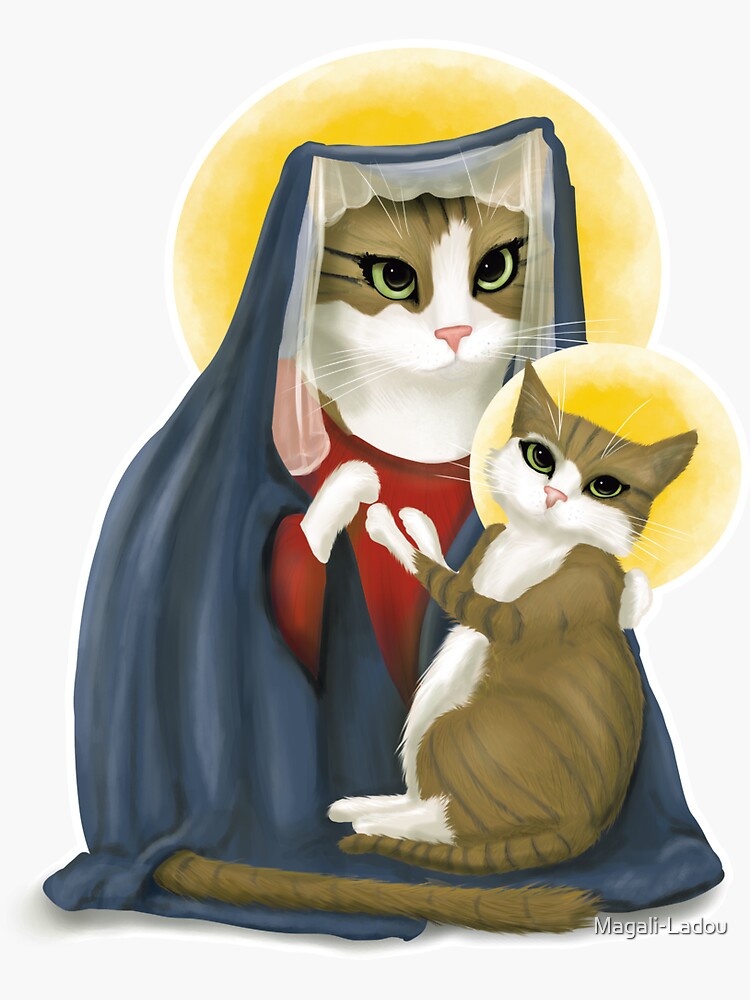 "Virgin and Child (cat and kitten version)" Sticker for Sale by Magali ...