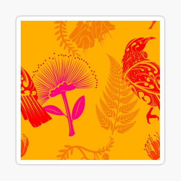 "New Zealand Native Tui Bird on a Yellow background." Sticker for Sale ...