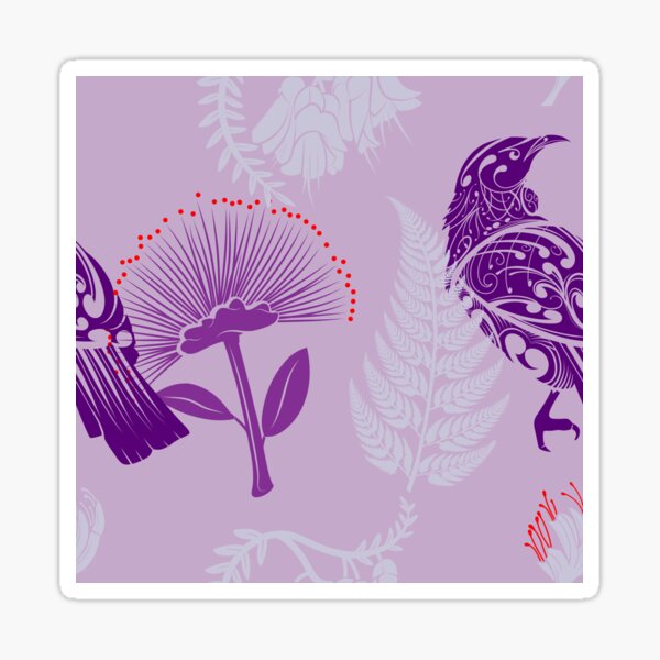 " New Zealand Native Tui Bird on a Purple background." Sticker for Sale ...