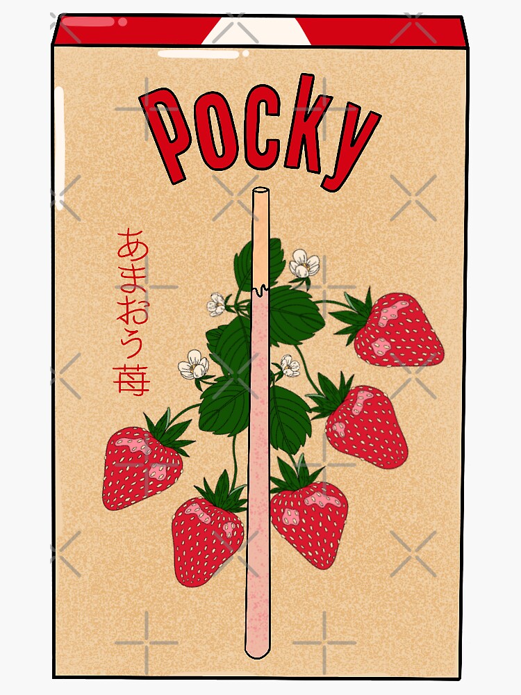 "Strawberry Pocky " Sticker for Sale by toadstool-arts | Redbubble