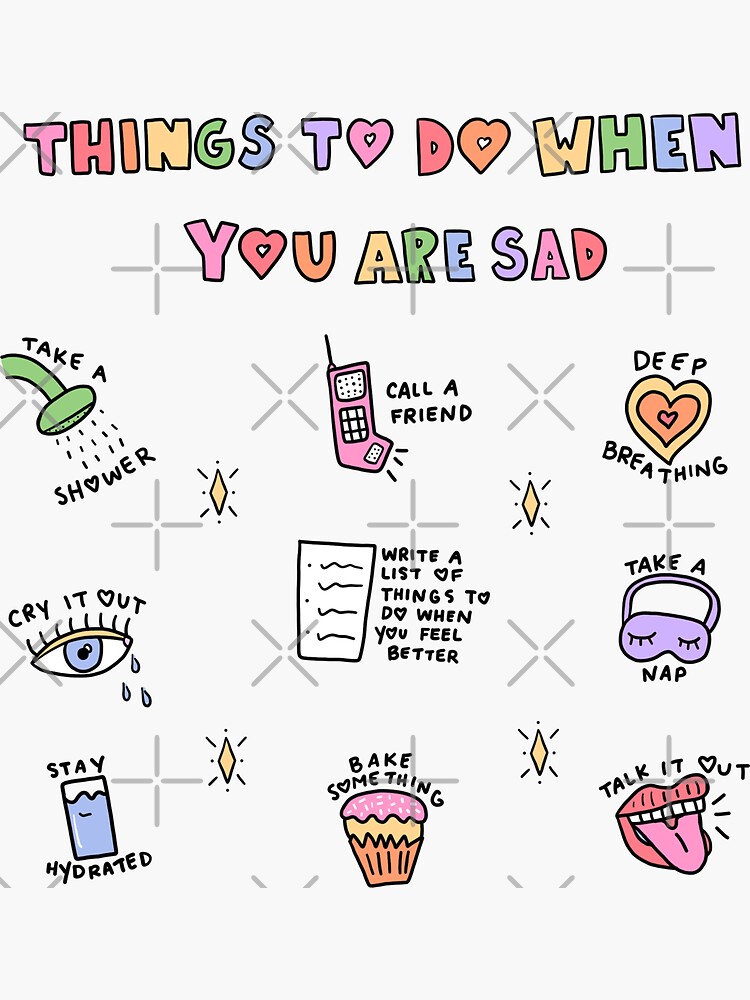 "Things To Do When You Are Sad" Sticker for Sale by crystaldraws ...