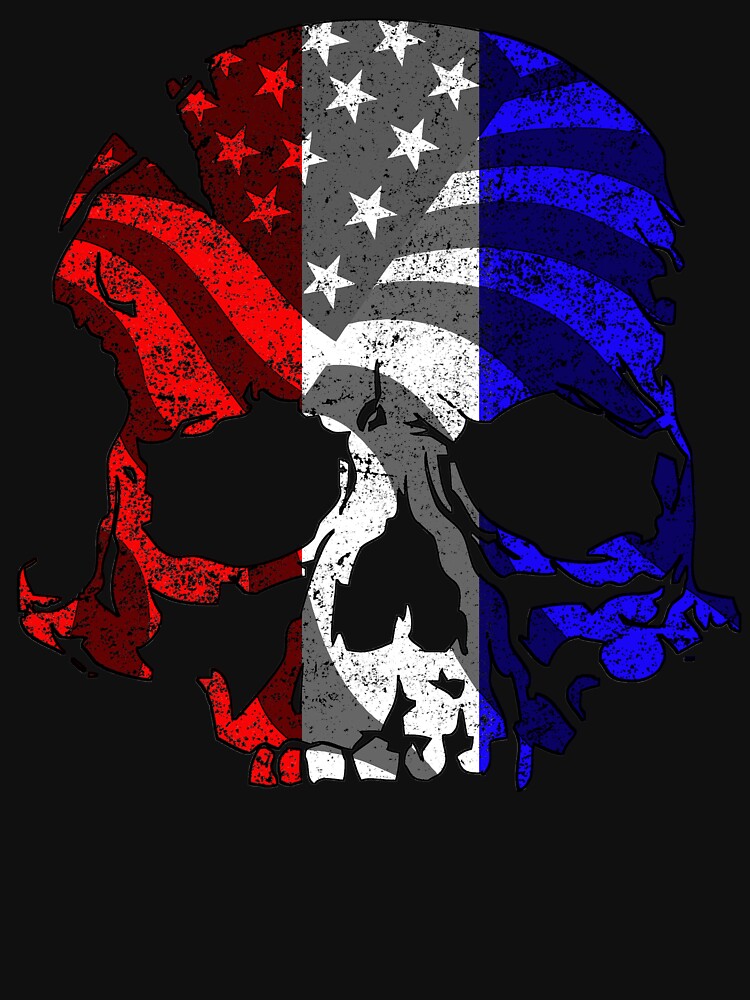 "Red White and Blue Skull " T-shirt for Sale by Patriot76 | Redbubble ...