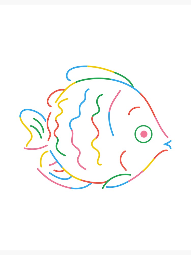 "Fish Line Drawing Colorful #1" Sticker for Sale by InventiveOlogy ...