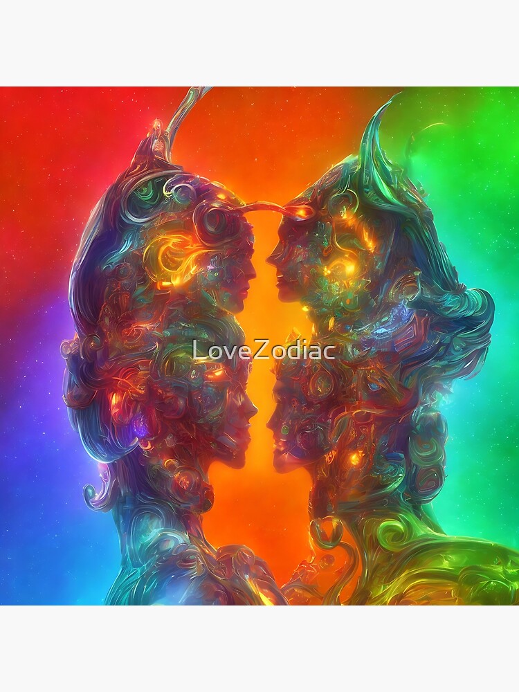 Poster « Signe du zodiaque Gémeaux, couleurs vives et éclatantes, art ...