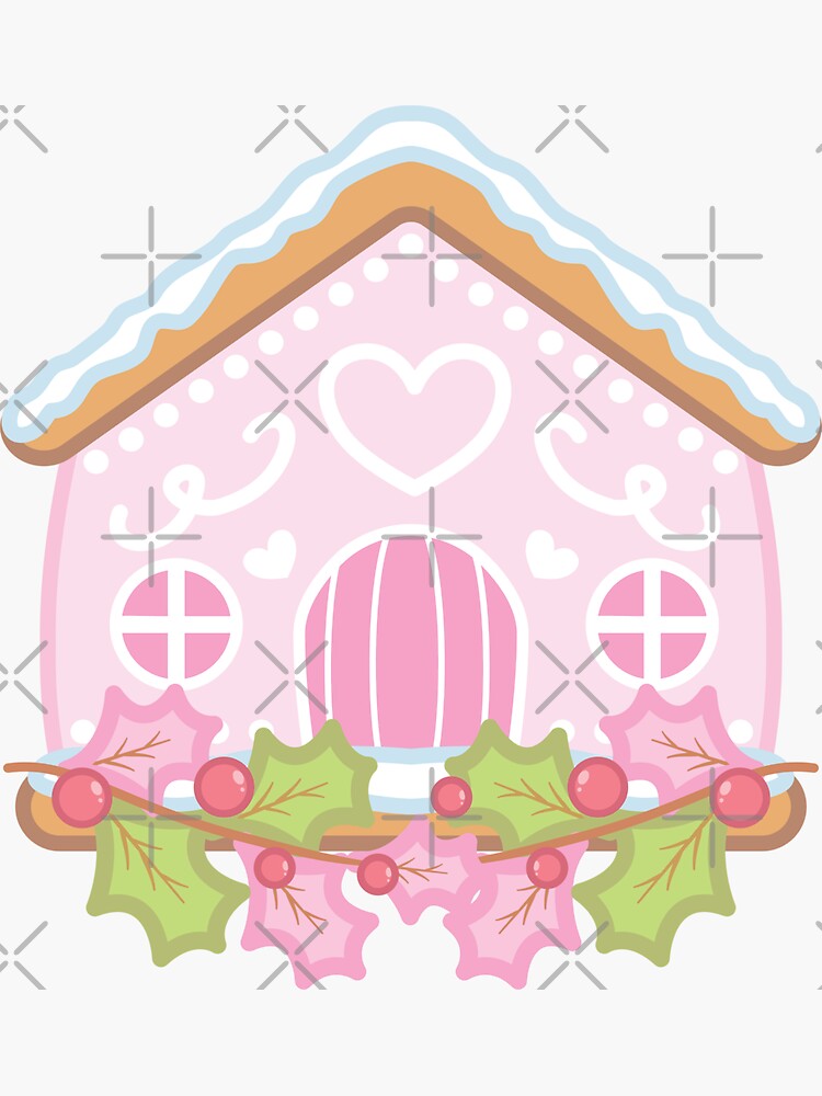 "Christmas Pink Gingerbread House" Sticker for Sale by cSprinkleArt ...