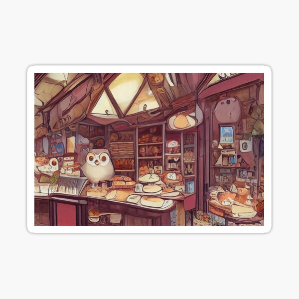 "Cozy Owl Cafe" Sticker for Sale by rudekitten | Redbubble