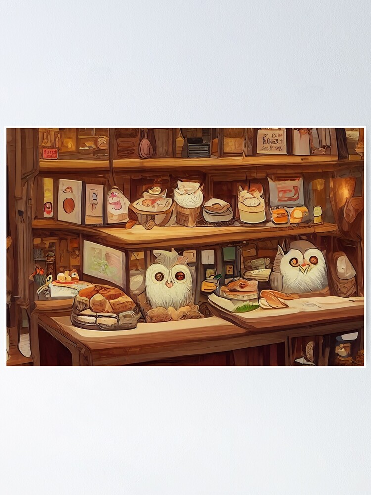 "Cozy Owl Cafe" Poster for Sale by rudekitten | Redbubble