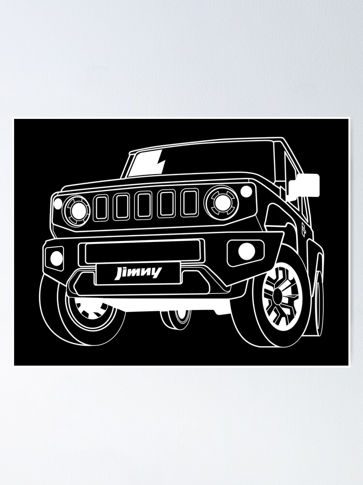 "White Outline Suzuki Jimny" Poster for Sale by hasan-smd | Redbubble