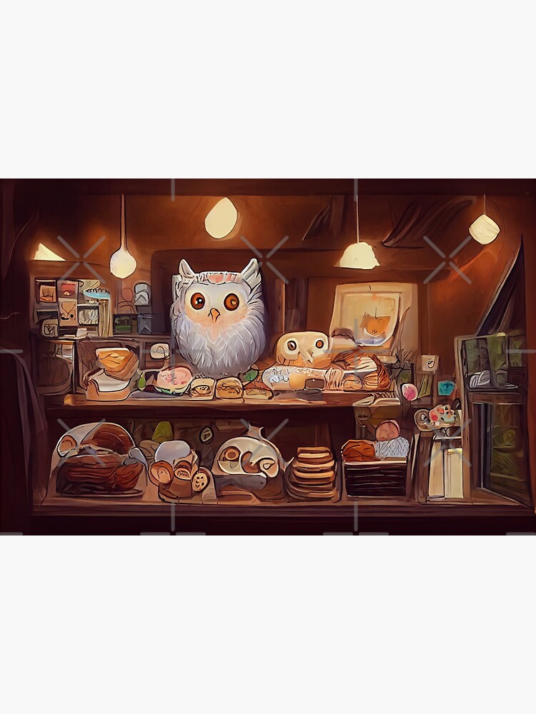 "Cozy Owl Cafe" Sticker for Sale by rudekitten | Redbubble