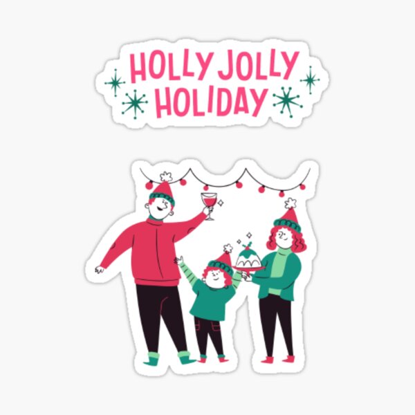 "Pink and Green Retro Family Christmas" Sticker for Sale by PrinceCool ...