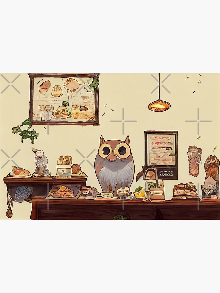 "Cozy Owl Cafe" Sticker for Sale by rudekitten | Redbubble