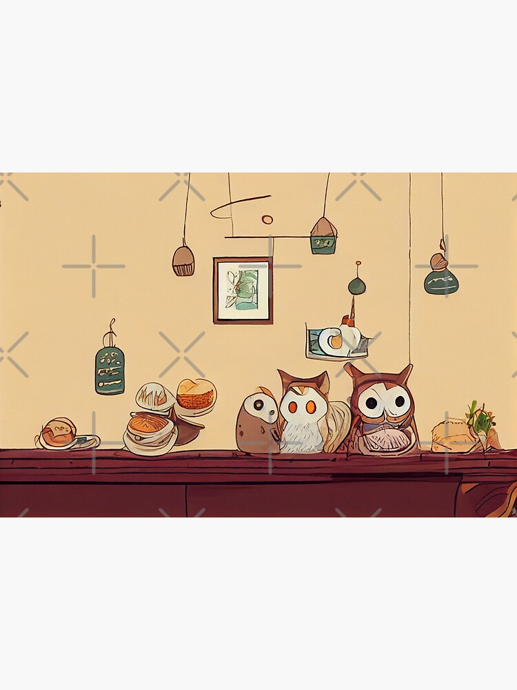 "Cozy Owl Cafe" Sticker for Sale by rudekitten | Redbubble