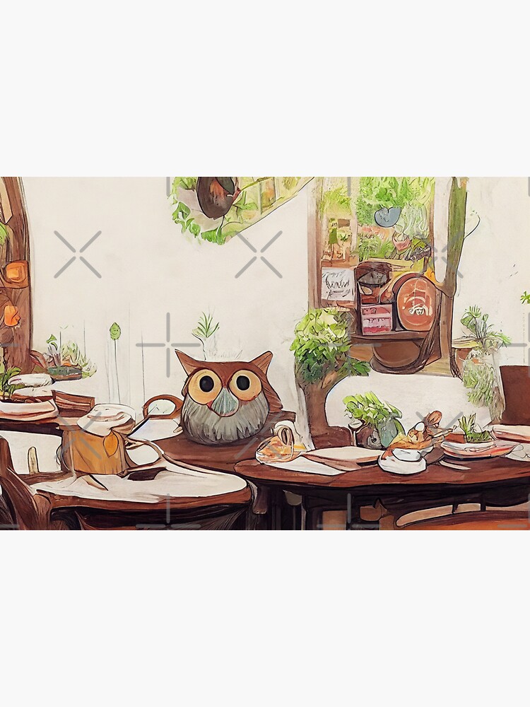 "Cozy Owl Cafe" Sticker for Sale by rudekitten | Redbubble
