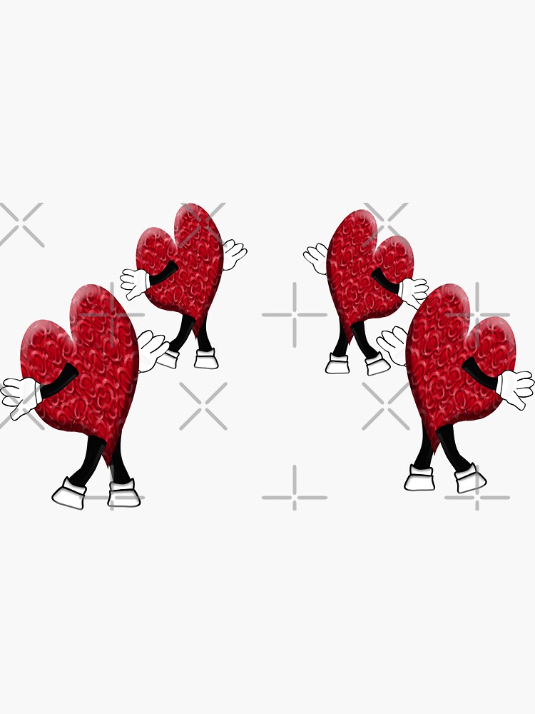 "Cartoon Four happy healthy hearts dancing." Sticker for Sale by ...