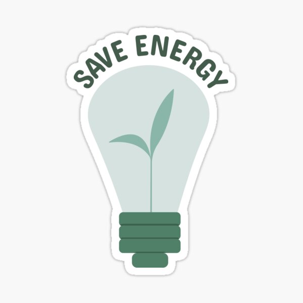 "sticker on the theme of saving energy with bulb with sprout inside in ...